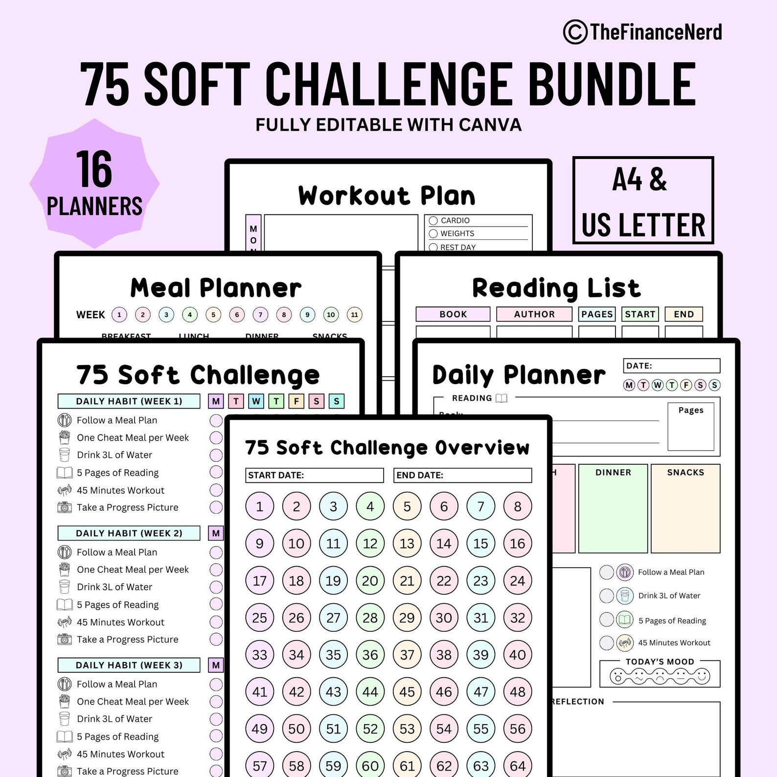 75 Soft Challenge Tracker, 75 Soft Challenge Journal, 75 Day Challenge ...