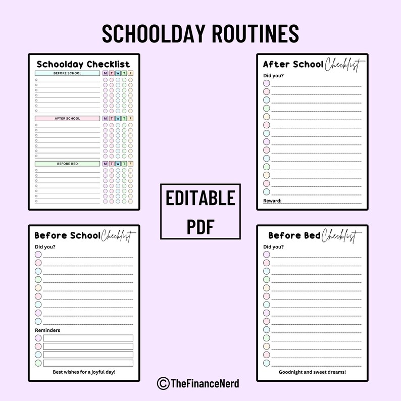 Editable Kids Chore Chart Bundle, Kids Daily Checklist, Editable ...