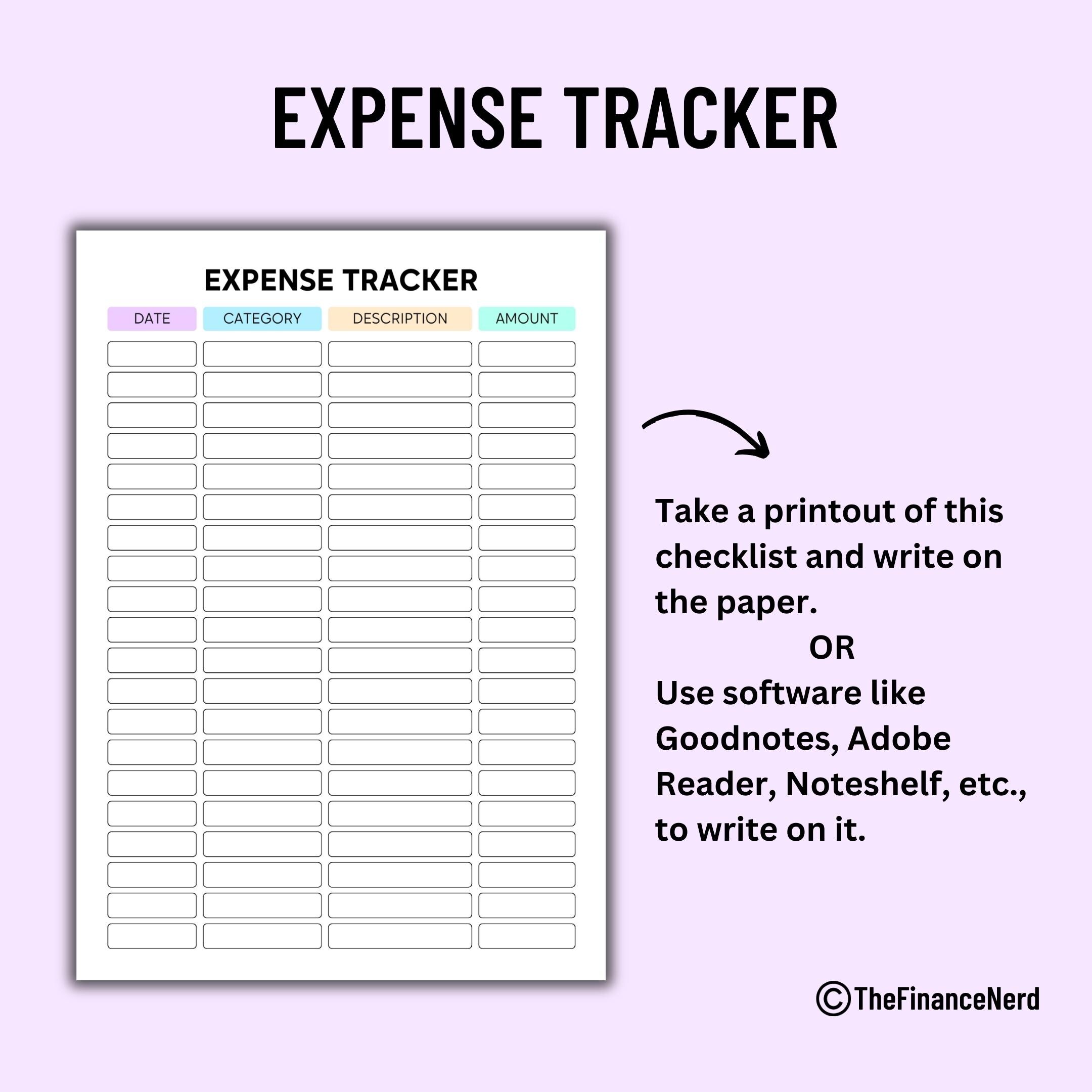 Editable Expense Tracker, Expense Log, Spending Tracker, Spending Log ...