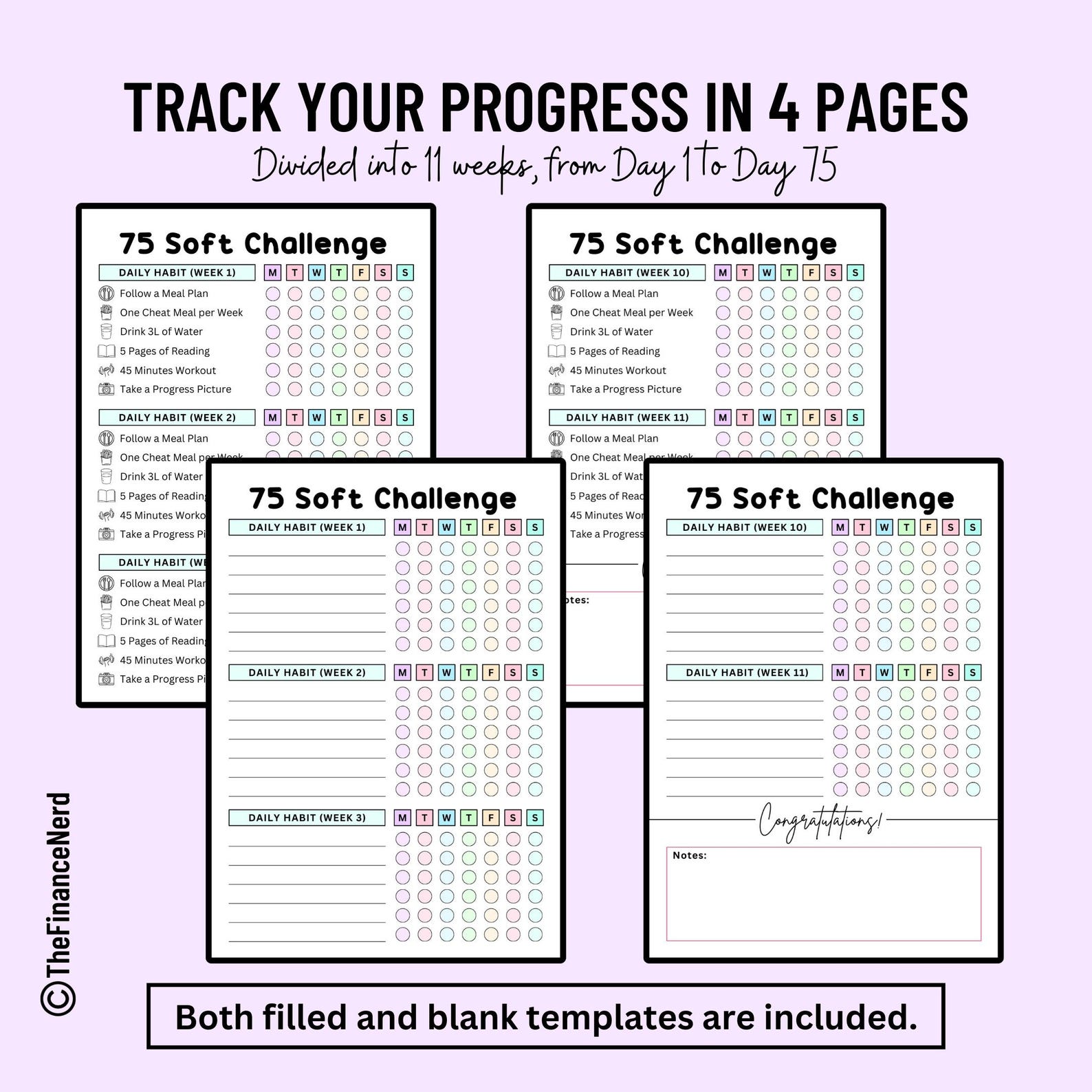 75 Soft Challenge Tracker, 75 Soft Challenge Journal, 75 Day Challenge ...
