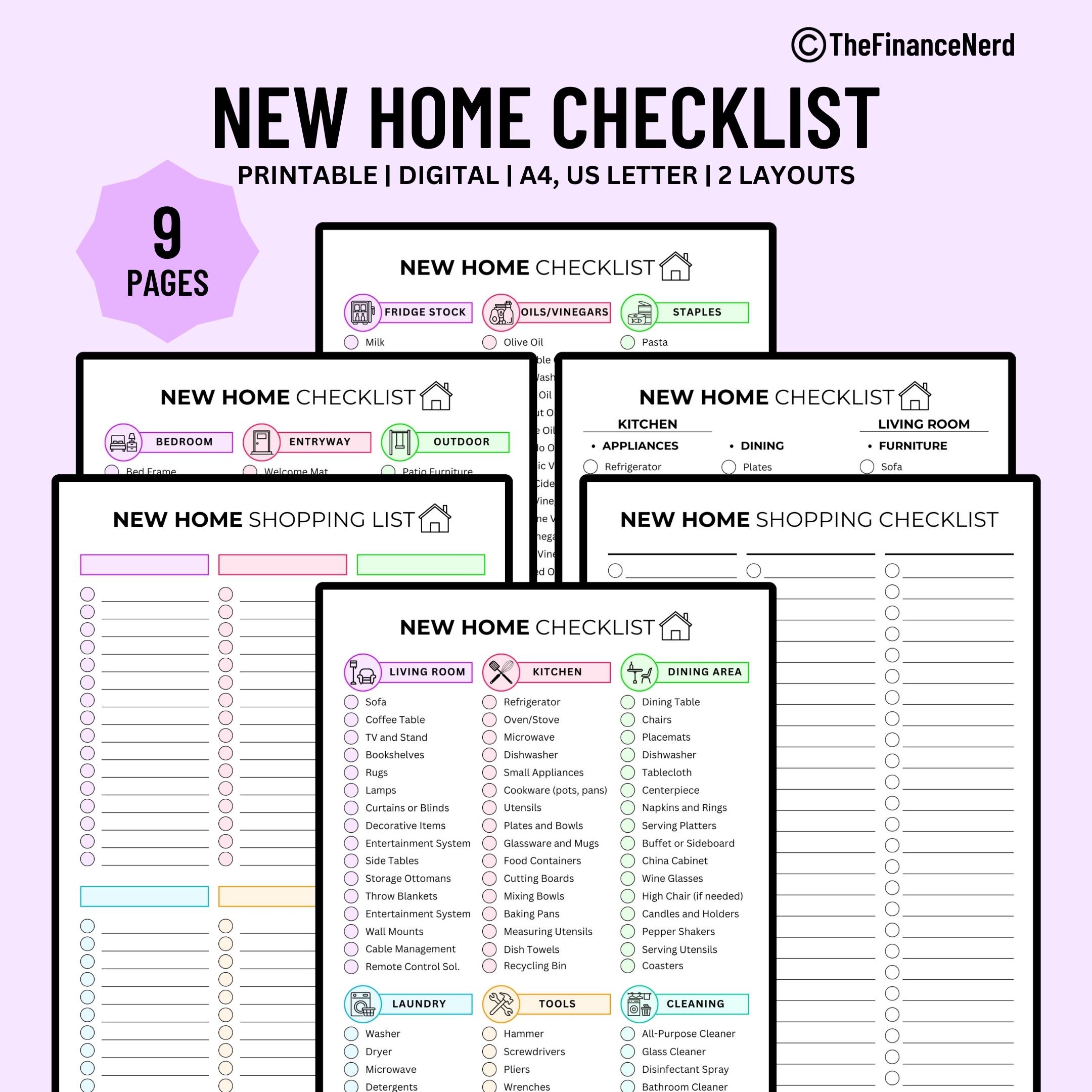 New Home Checklist Printable, New Apartment Checklist, First Home ...
