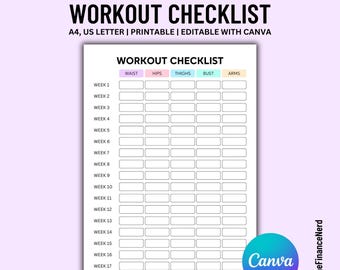 Printable Workout Tracker Planner, Daily Exercise Log, Fitness Journal ...