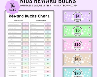 Editable Kids Reward Bucks, Printable, Mom Bucks, Kids Reward Coupons ...