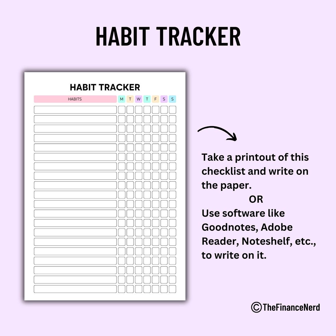 Editable Weekly Habit Tracker Printable, Habit Tracker Template ...