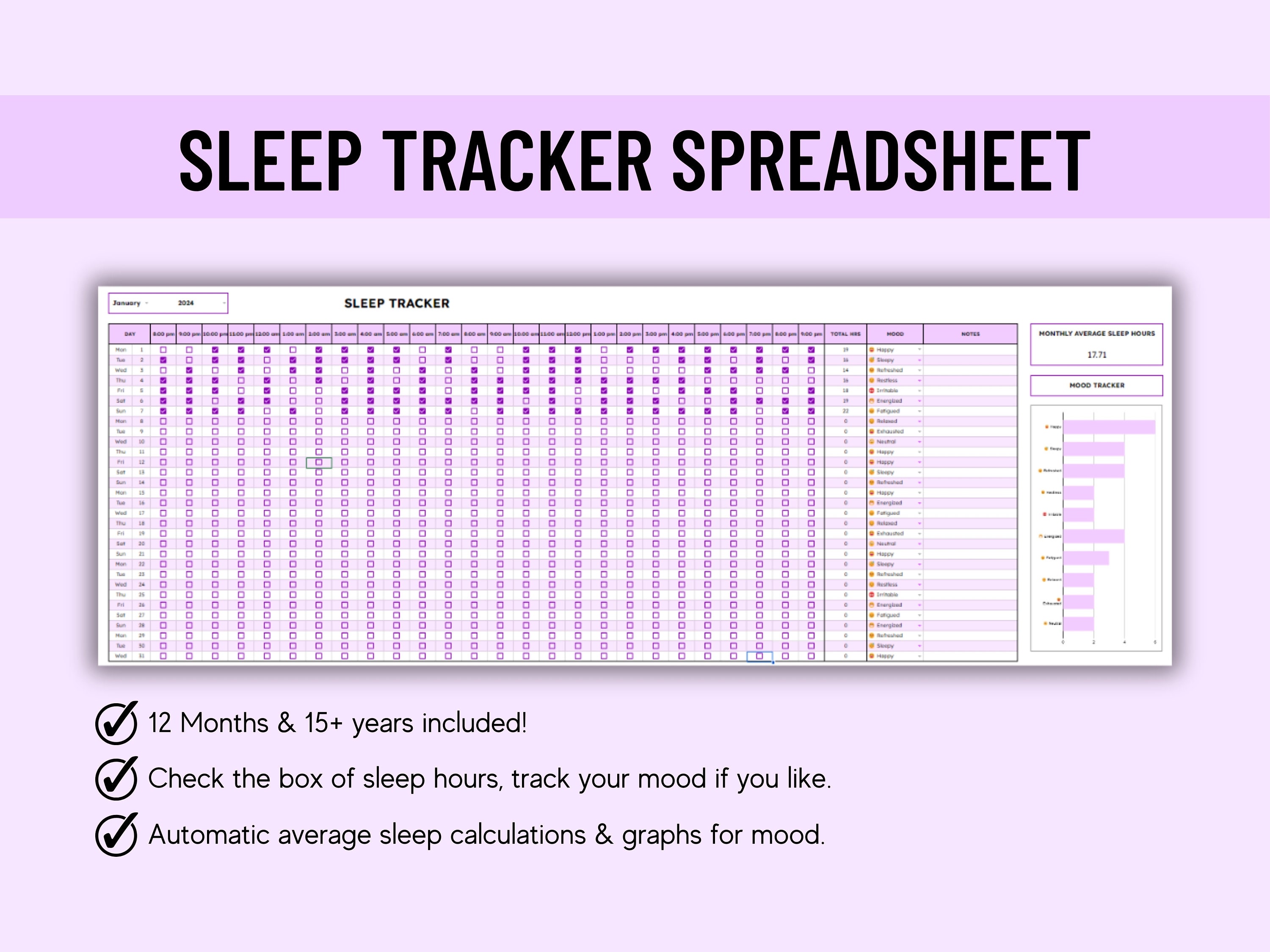 Sleep Tracker Printable Monthly, Daily Sleep Journal Sleep Quality Log ...