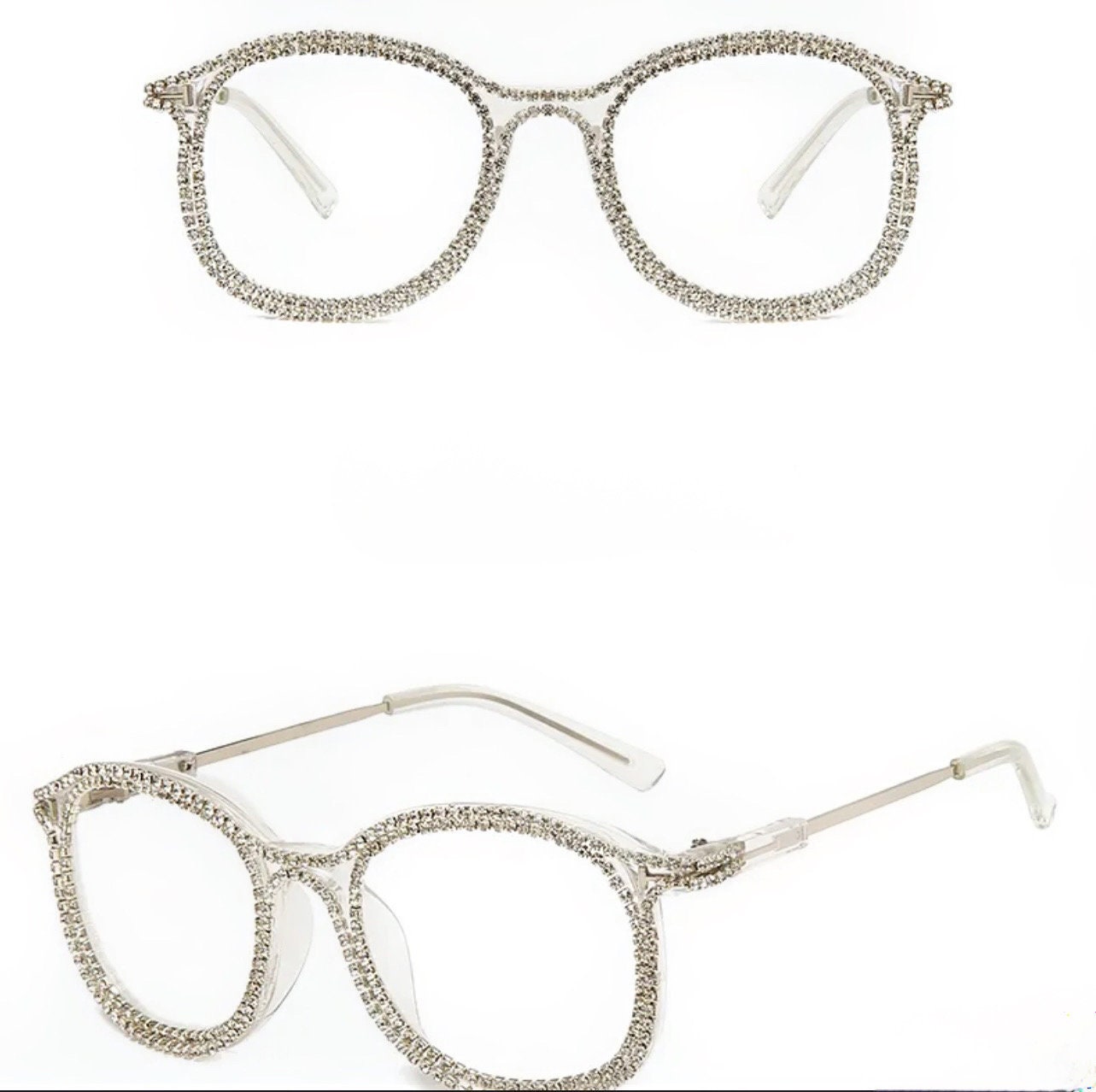 Rhinestone Cat Eye Glasses Women Retro Bling Eyewear - Etsy