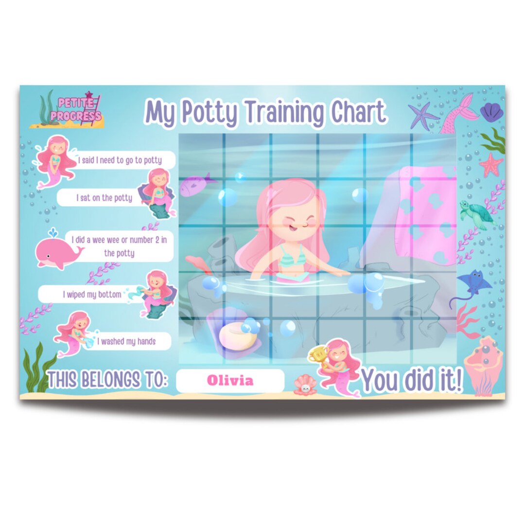 Mermaid Potty Training Chart for Girls With Personalized Name and ...
