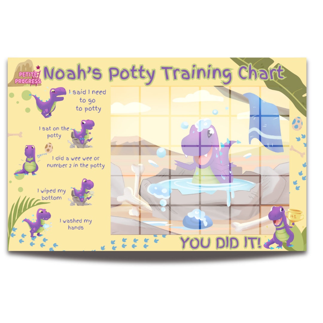 Potty Training Chart for Toddler Boys & Girls With 30 Reusable Dinosaur ...