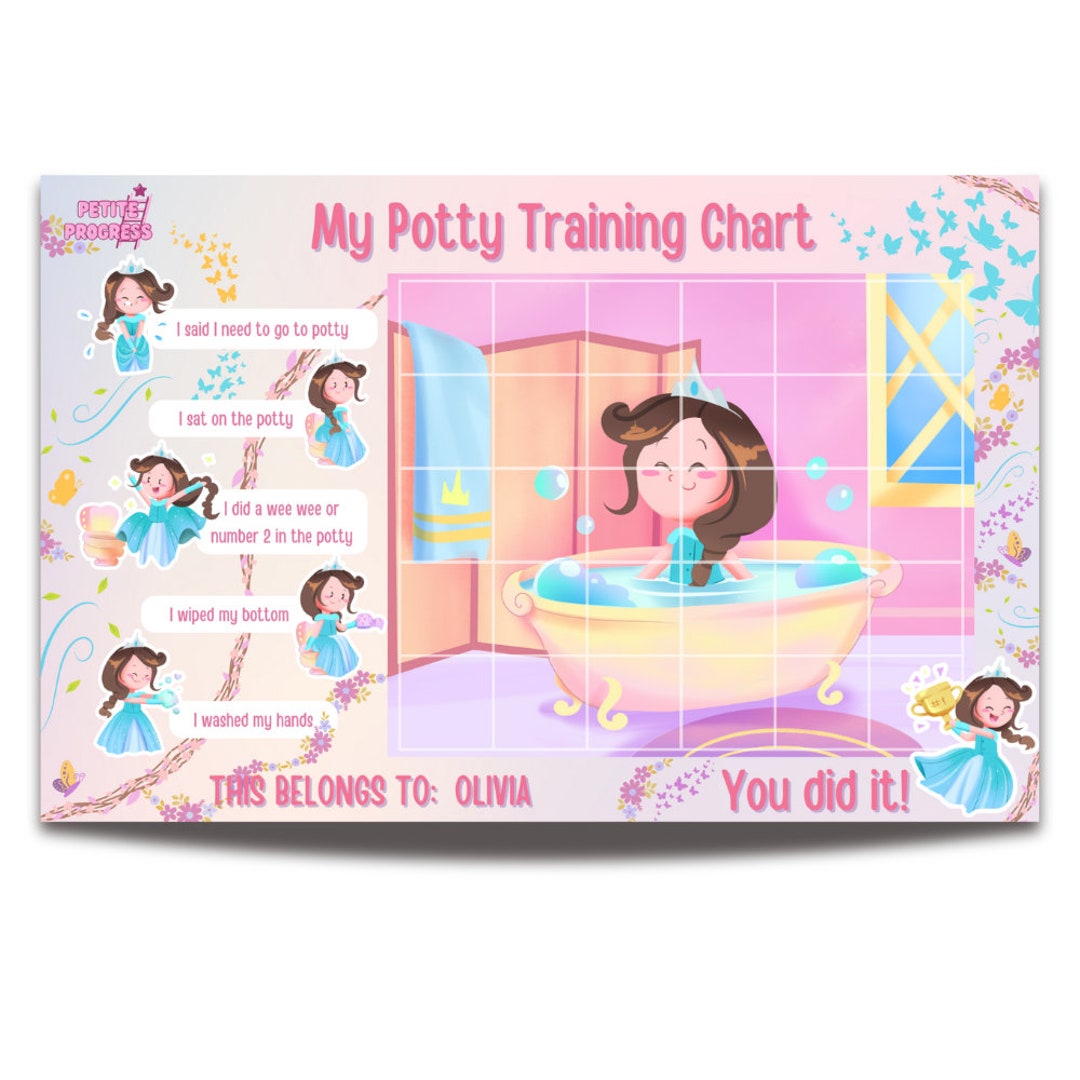 Personalized Potty Training Chart for Toddler Girls With Princess ...