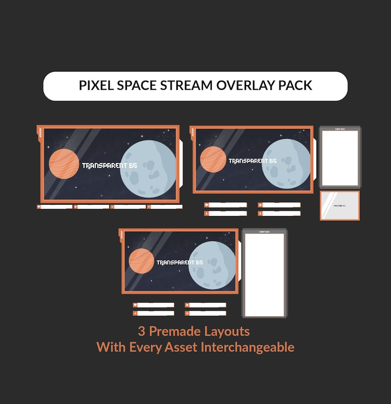 Stream Overlays Pack: Pixel Space (animated) - Etsy