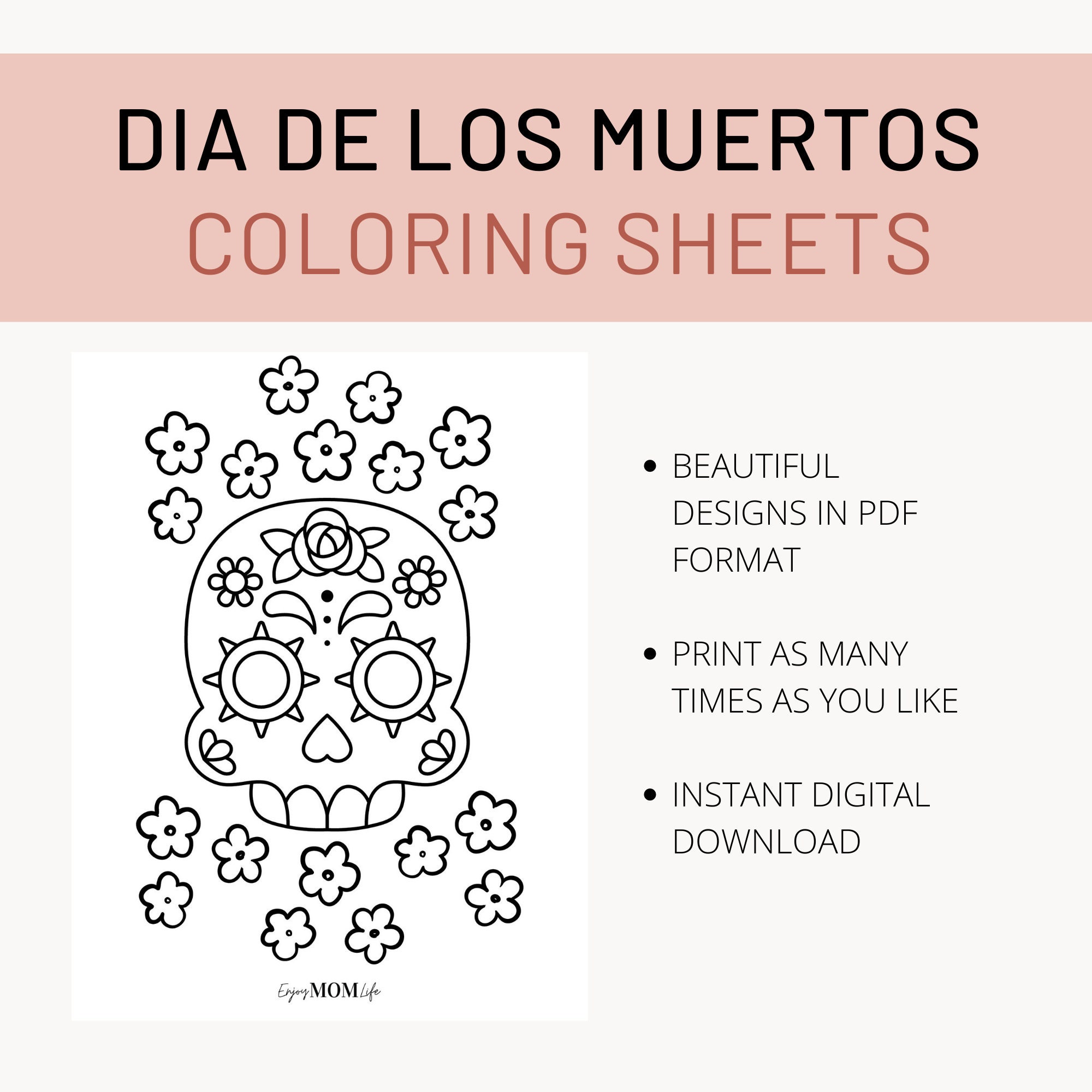 Dia De Los Muertos Coloring Pages, Day of the Dead Coloring Sheets ...