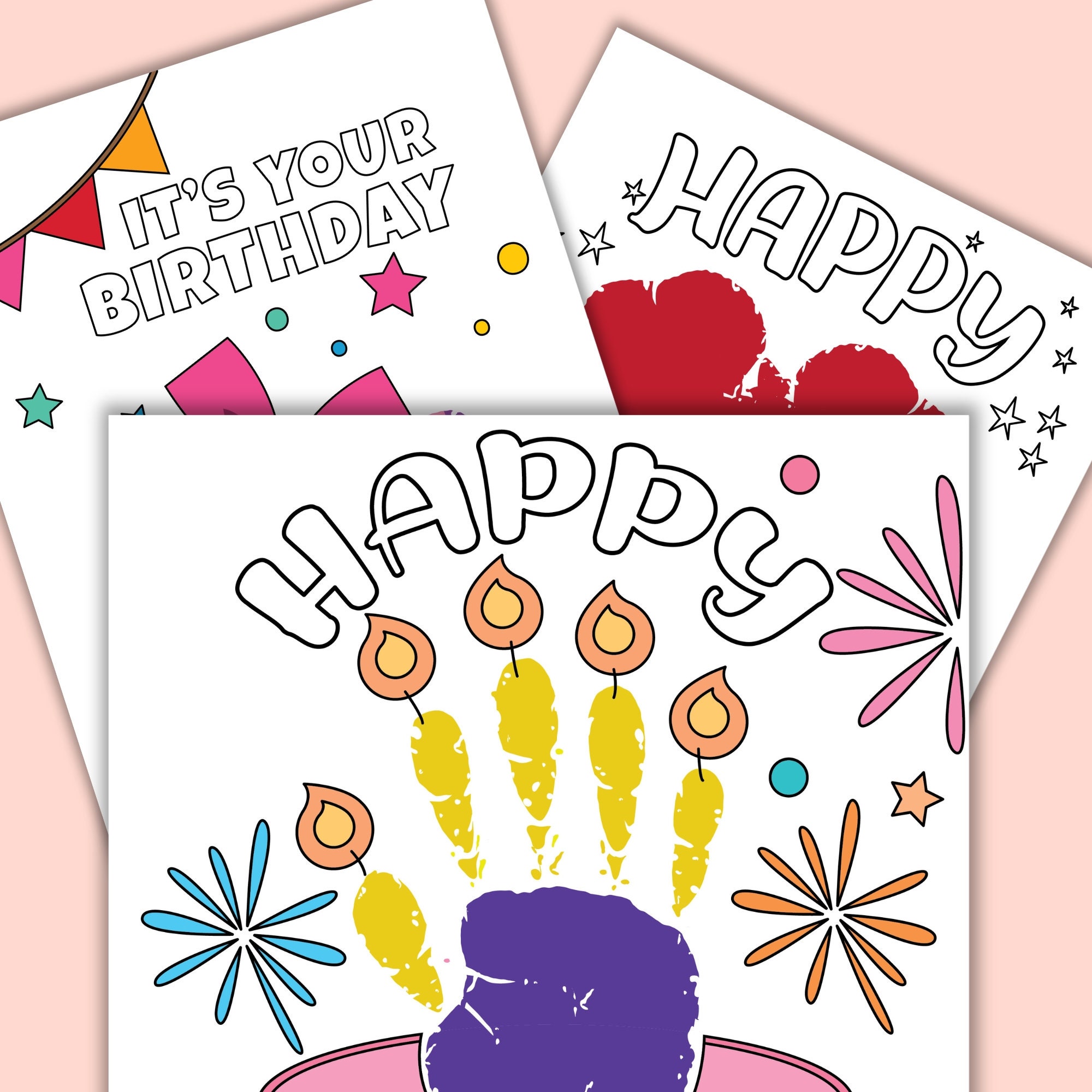 Happy Birthday Handprint Art, Birthday Handprint Activity for Kids ...