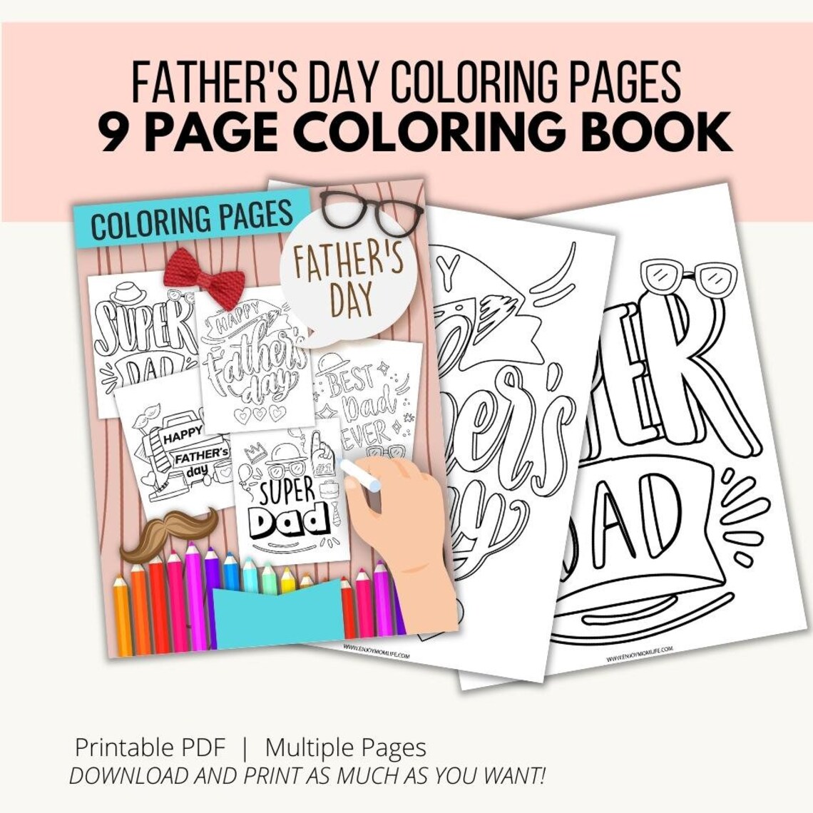 Printable Father's Day Coloring Pages, 9 Page Father's Day Coloring ...