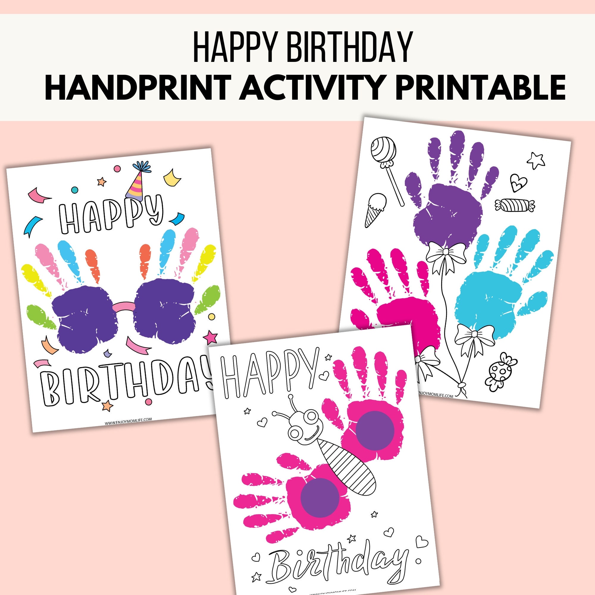 Happy Birthday Handprint Art, Birthday Handprint Activity for Kids ...