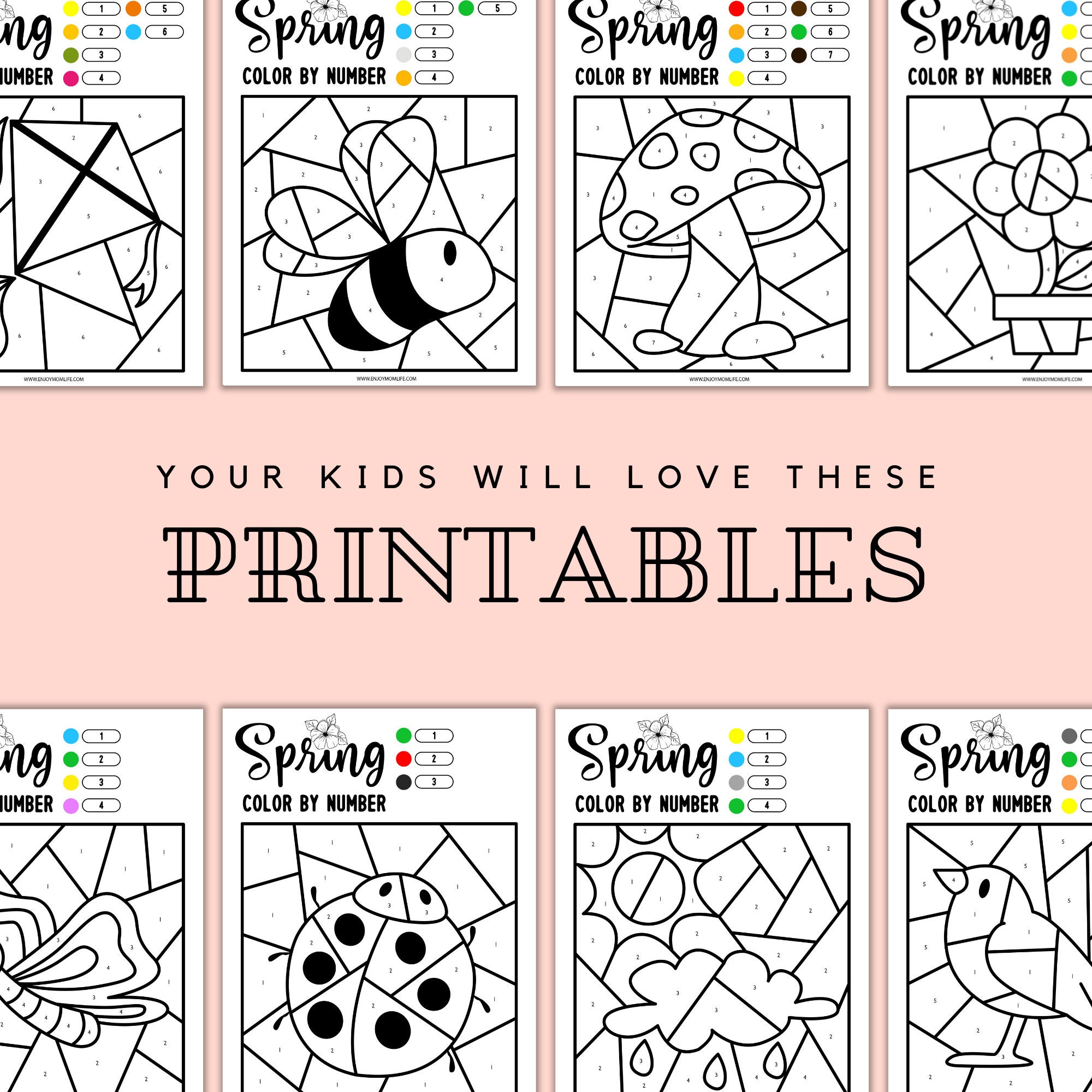 Spring Color by Number Activity for Preschool, Spring Themed Coloring ...