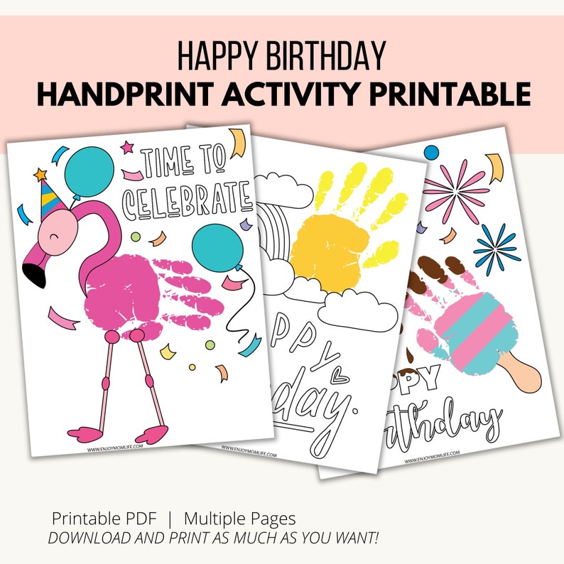 Happy Birthday Handprint Art, Birthday Handprint Activity for Kids ...
