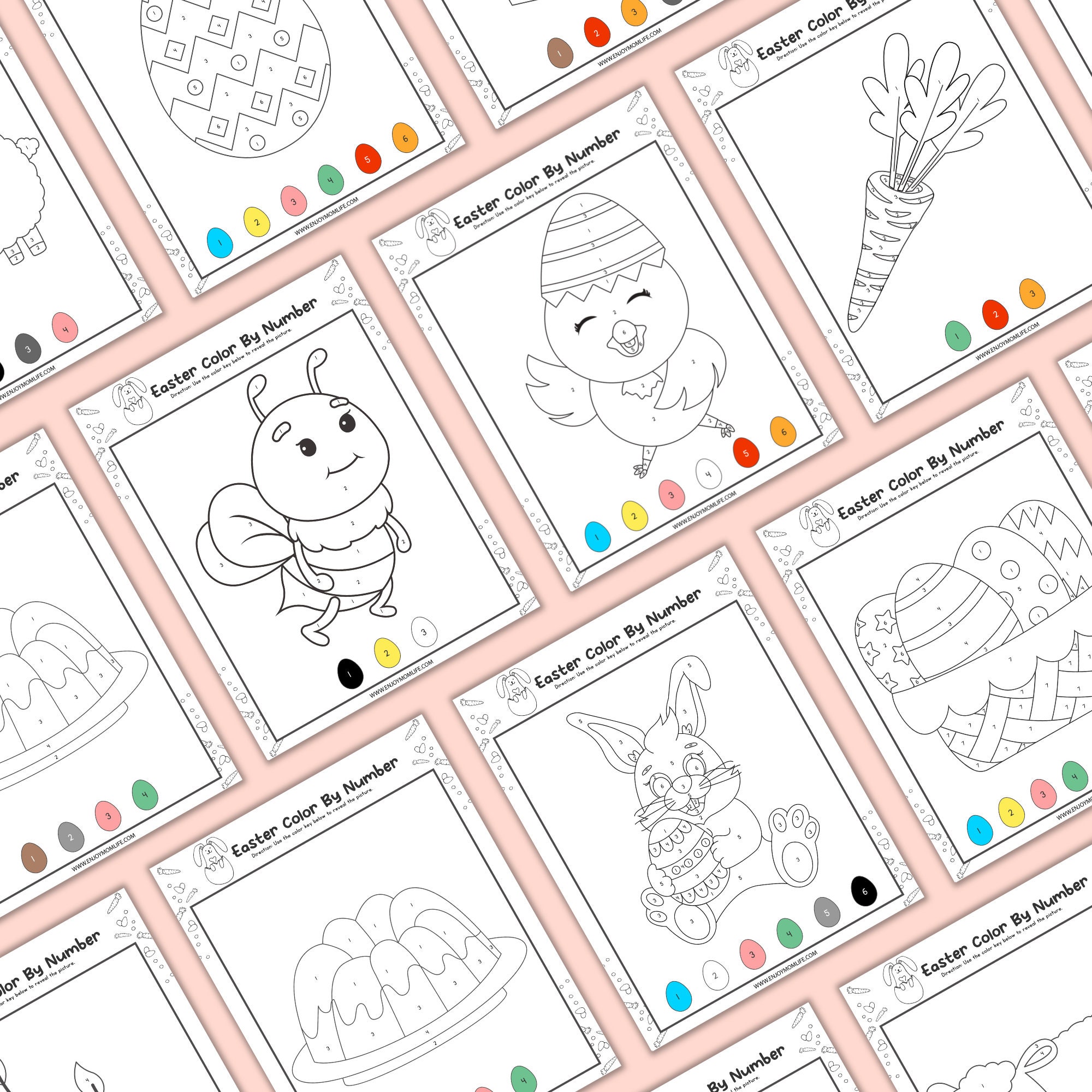 Easter Color by Number Activity for Kids, Spring Break Coloring Pages ...