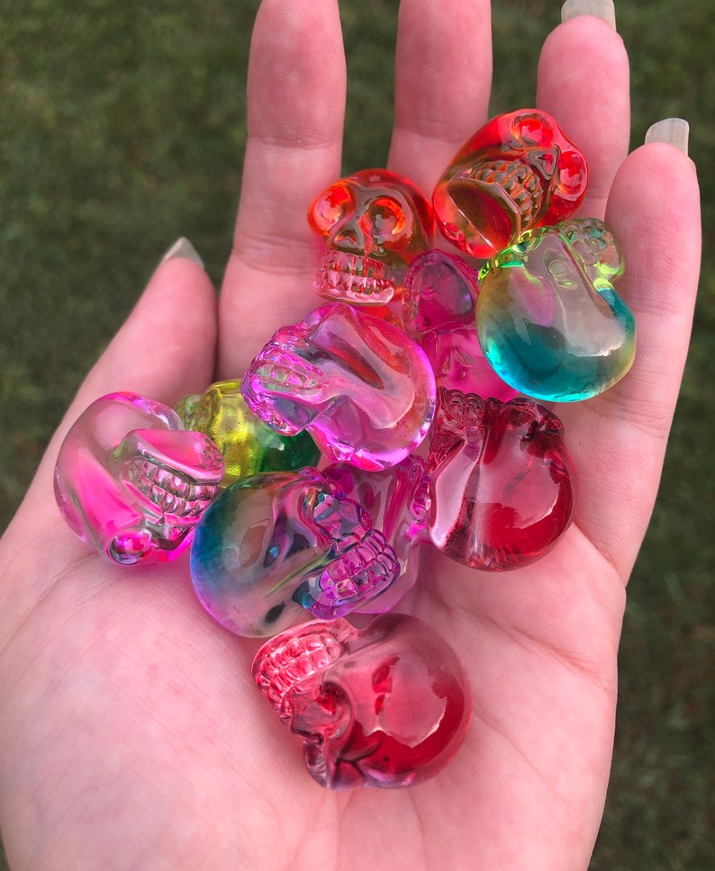 Colorful Glass Aura Mini Skulls; Multi-color Transparent Skull - Etsy