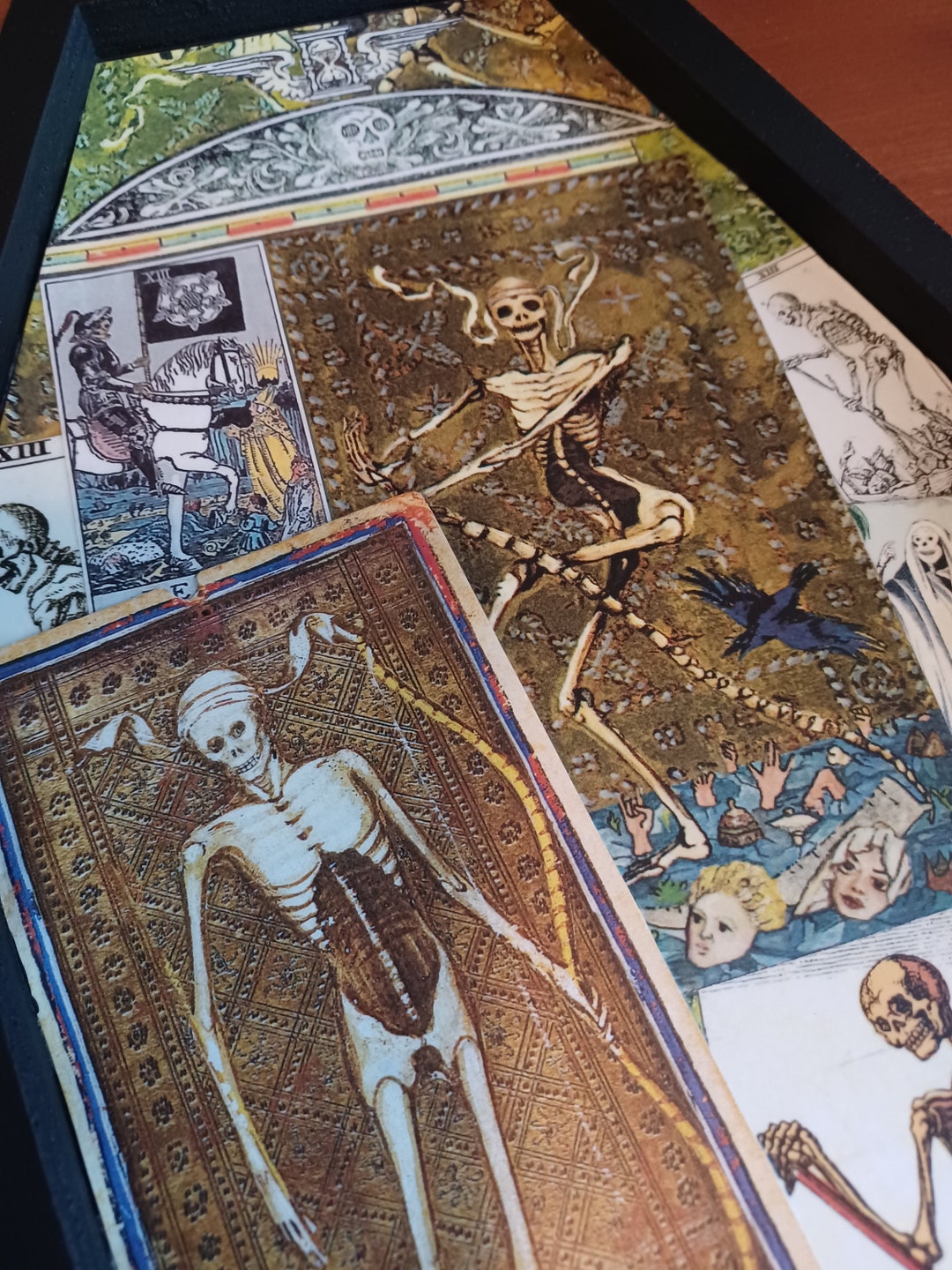 Death Tarot Card Collage Coffin Wall Hanging Memento Mori Skull ...