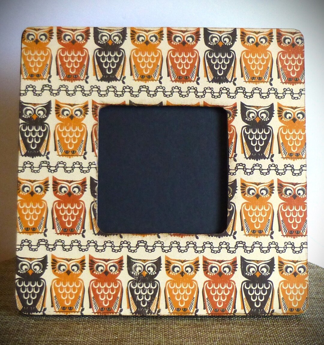 Retro Owls Picture Frame Photo Frame Square Frame Vintage Kitschy ...