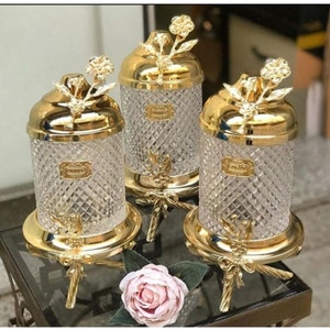Glass Canister Set for Kitchen Gold Plated Unique Luxury - Etsy