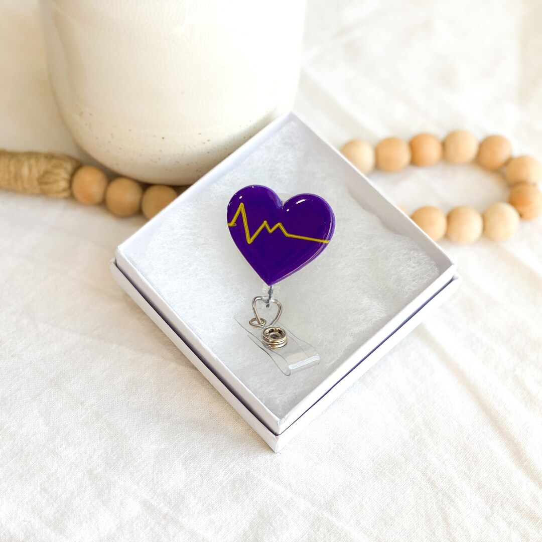 Heart Badge Reel, EKG Polymer ID Holder, Retractable Badge Holder ...