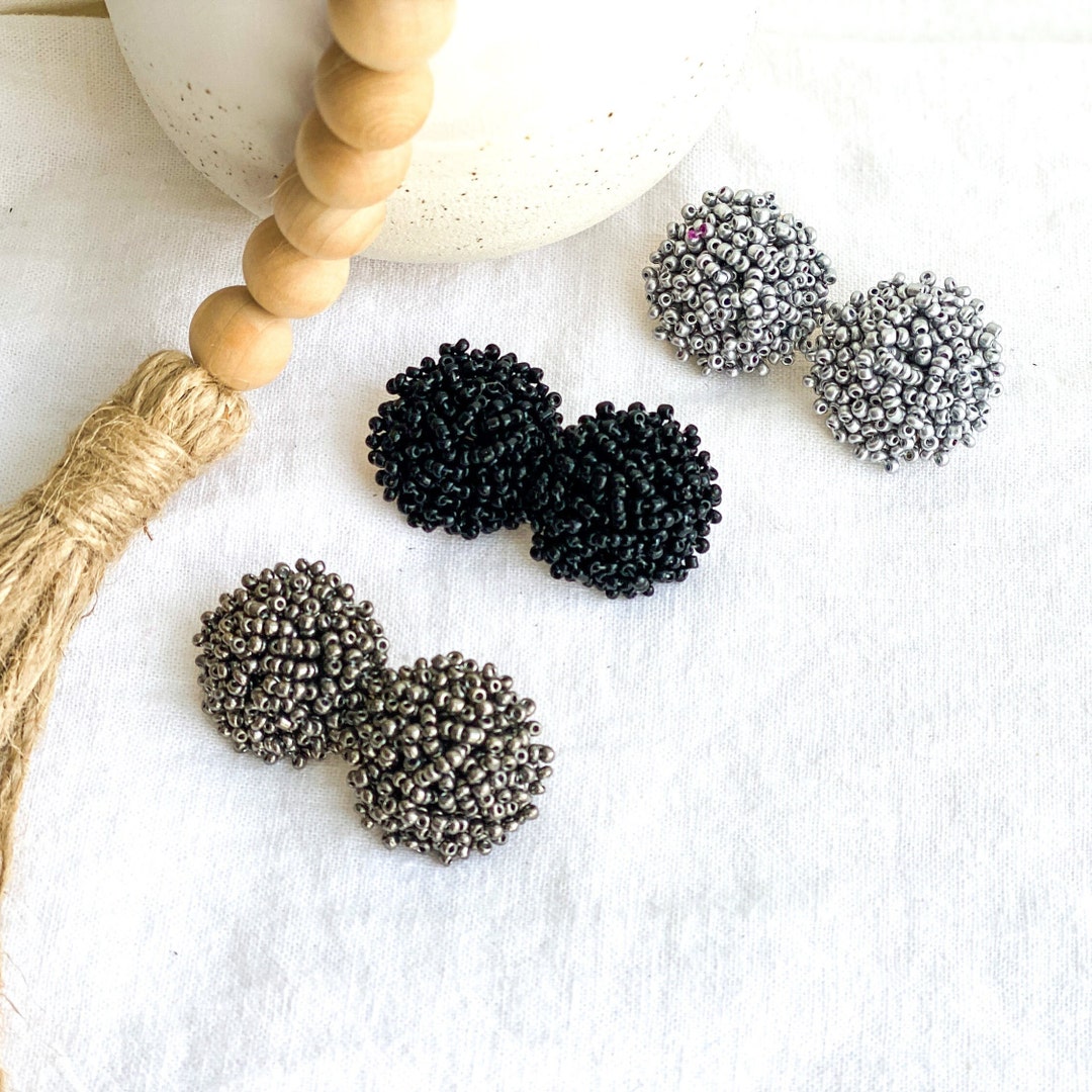 Seed Bead Studs, Beaded Earrings, Big Studs, Gifts for Women, Unique ...