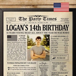 Personalized 14th Birthday Poster, What Happened in 2010, Gift for Boys ...