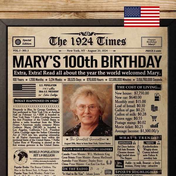 100th Birthday Newspaper - Etsy