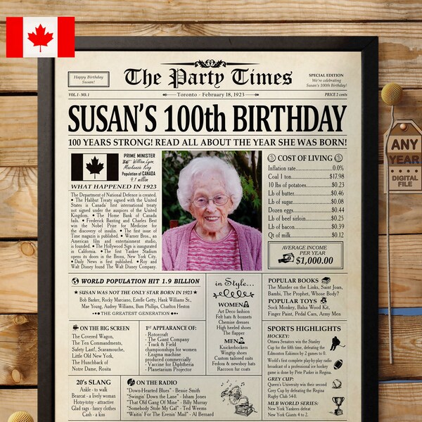 100th Birthday Newspaper - Etsy