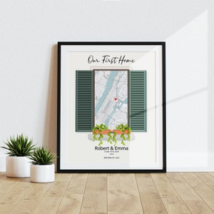 Custom Map Print, New Home Gift, First House, Apartment, Personalized ...
