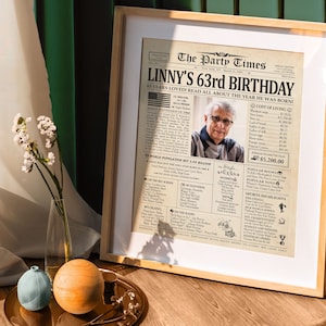 63rd Birthday Newspaper Poster Sign Personalized Birthday - Etsy