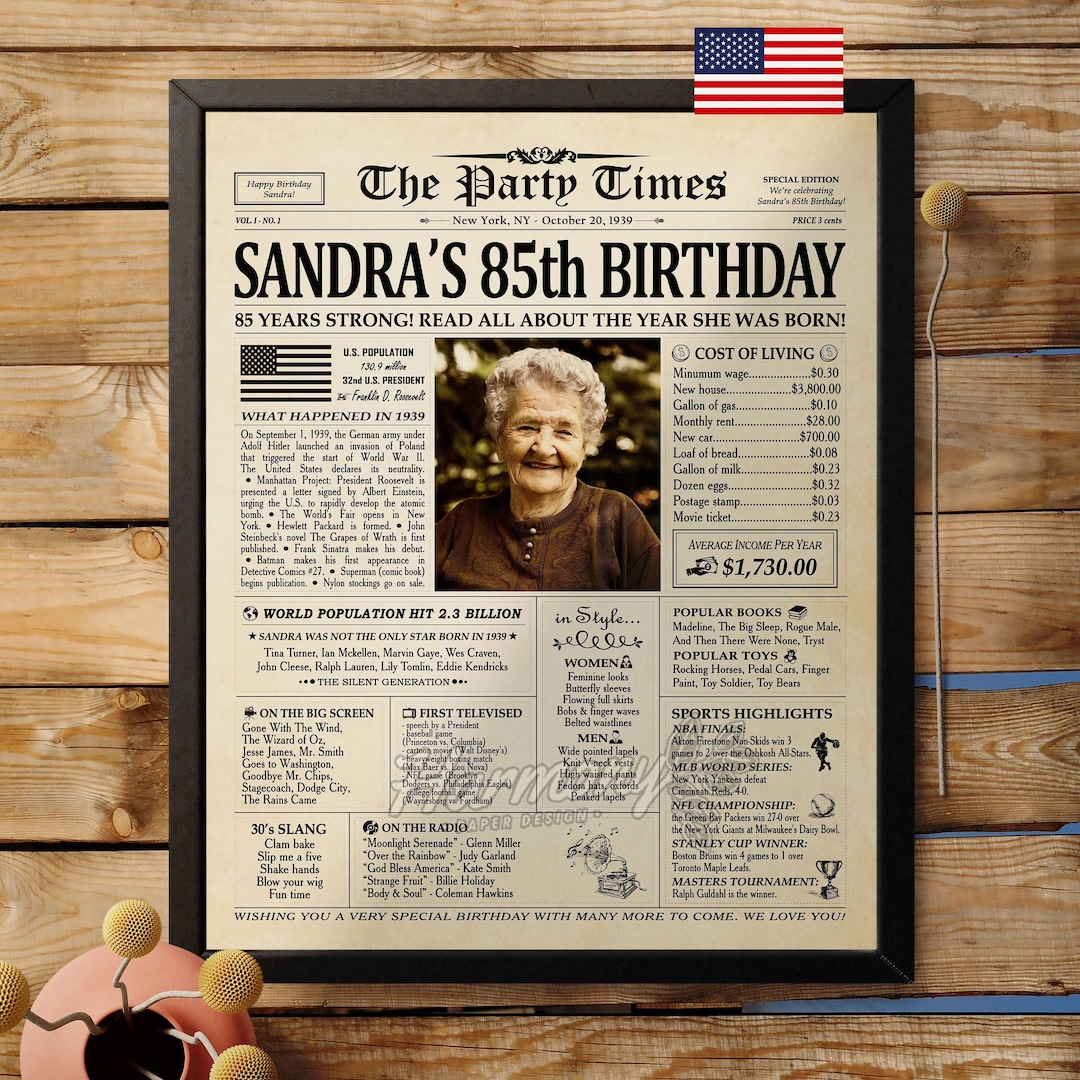 85th Birthday Gift for Women or Men,personalized 85th Birthday ...