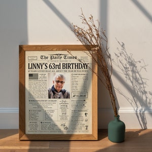 63rd Birthday Newspaper Poster Sign Personalized Birthday - Etsy