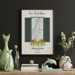 Custom Map Print, New Home Gift, First House, Apartment, Personalized ...