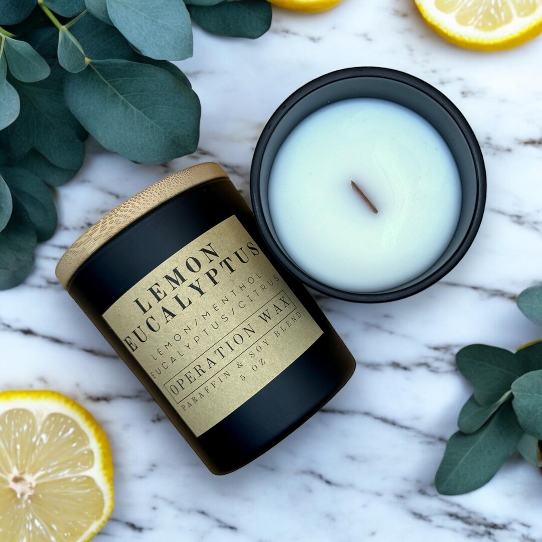 Lemon & Eucalyptus Wood Wick Candle Lemon Eucalyptus Menthol Citrus - Etsy