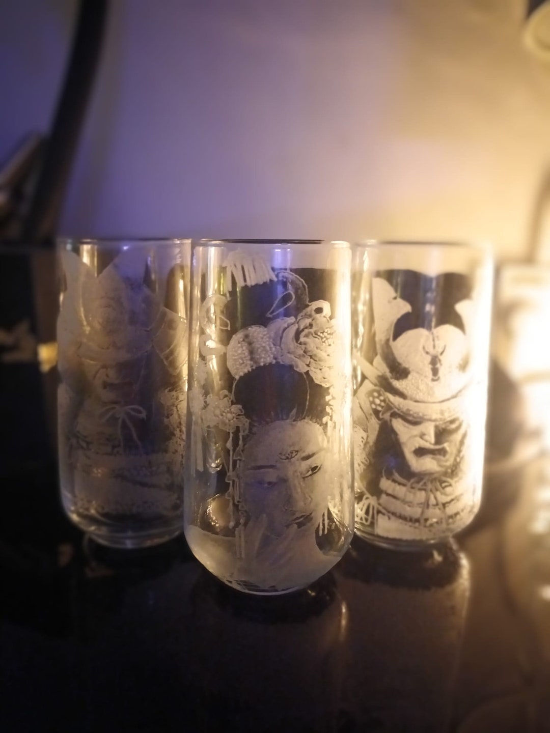 Princess and Samurai Drinking Glasses Set of 3 - Etsy