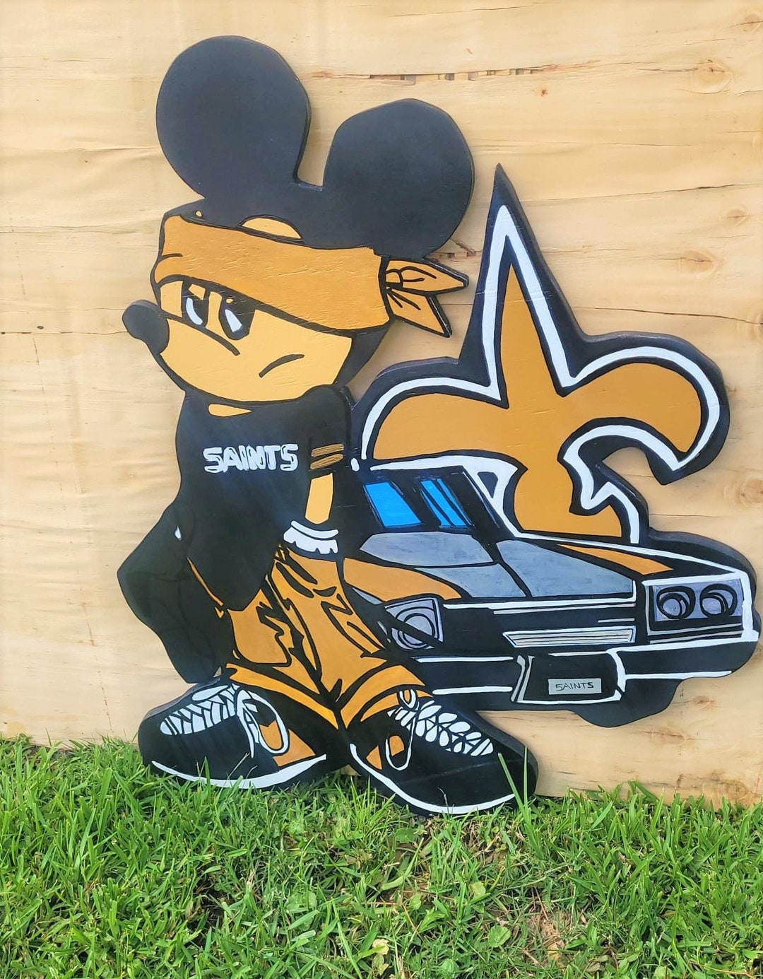 MICKEY MOUSE/ New Orleans Saints/yard Art/ Hand Painted - Etsy
