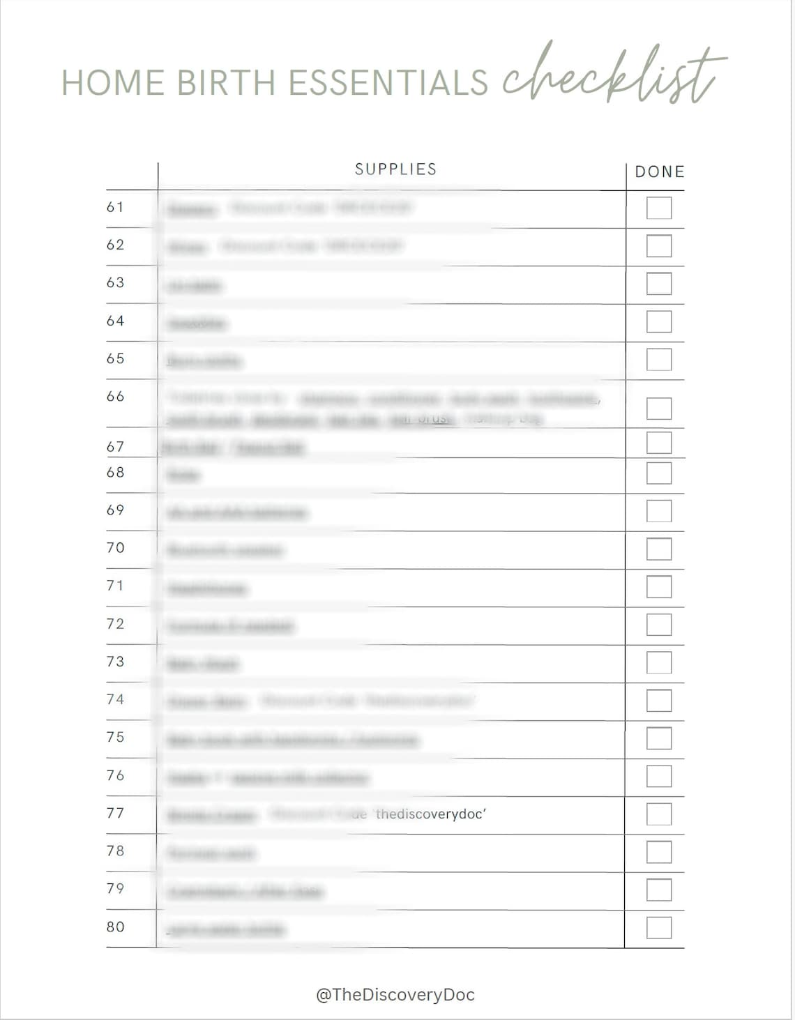 Home Birth Checklist - Etsy