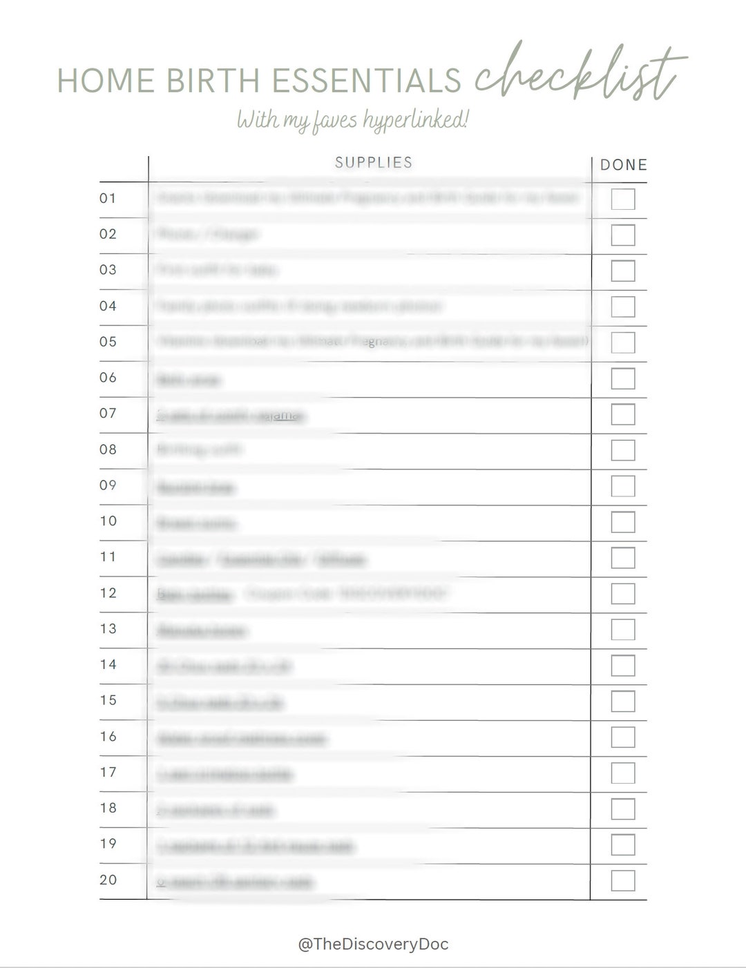 Home Birth Checklist - Etsy