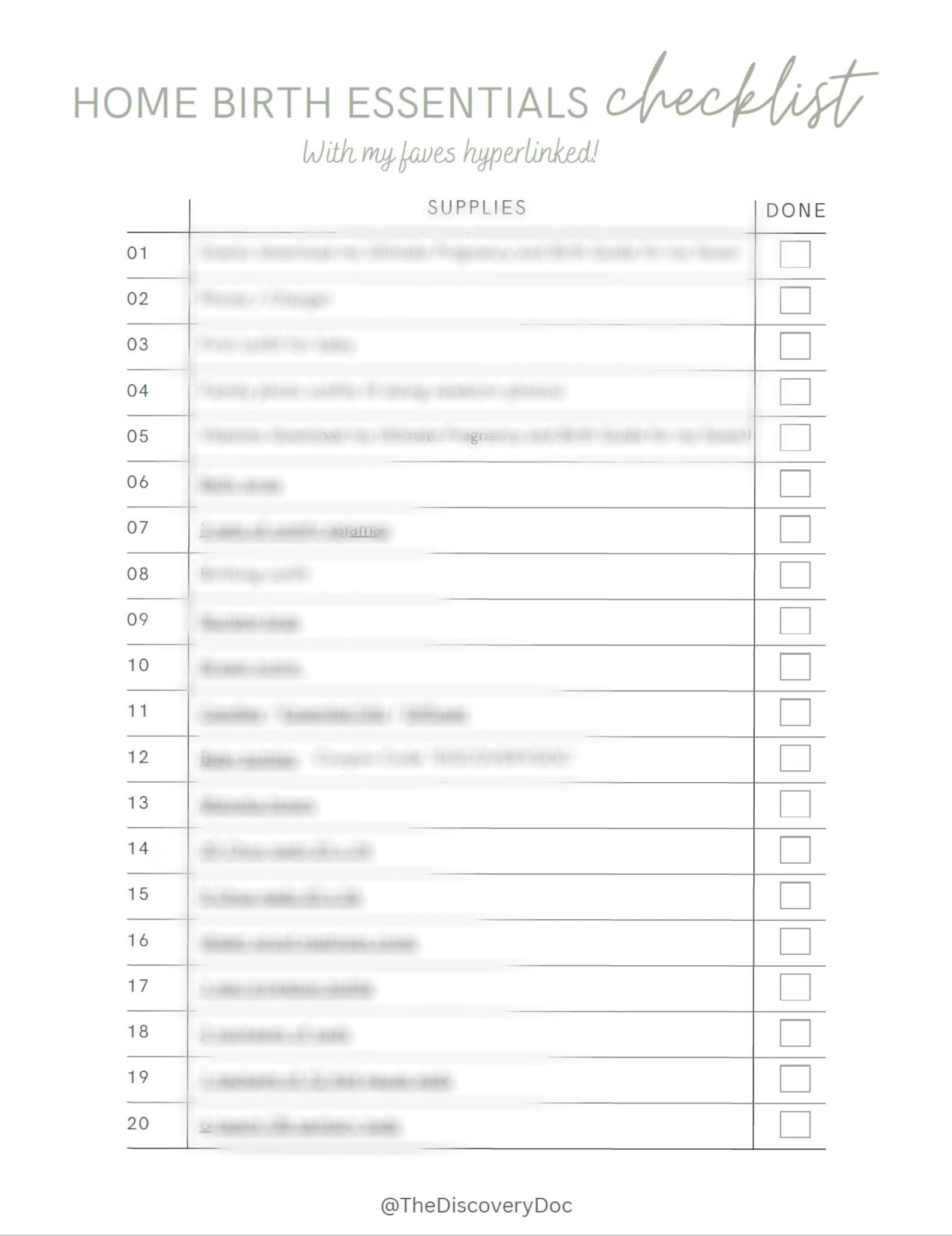 Home Birth Checklist - Etsy