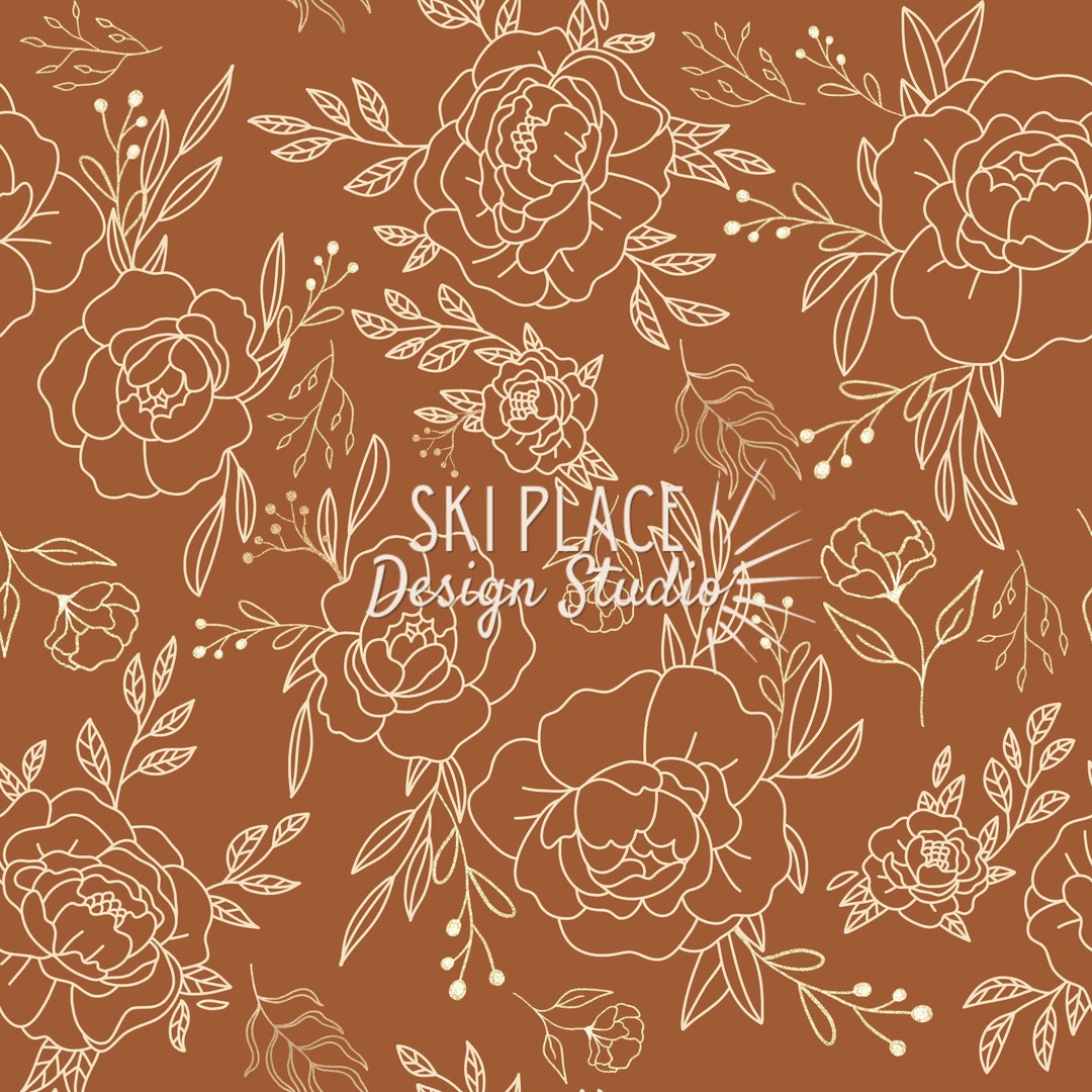 Delicate Rose in Rust Seamless, Rusty Roses Seamless Pattern, Floral ...