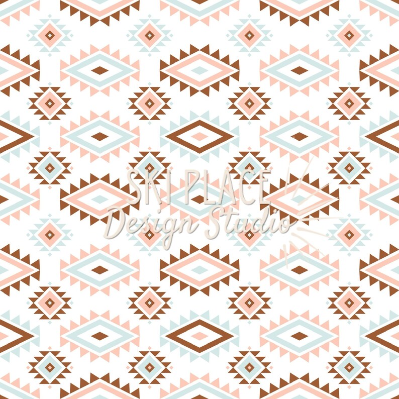 Aztec Seamless Pattern, Pink and Mint Aztec, Western Aztec Design, Pink ...
