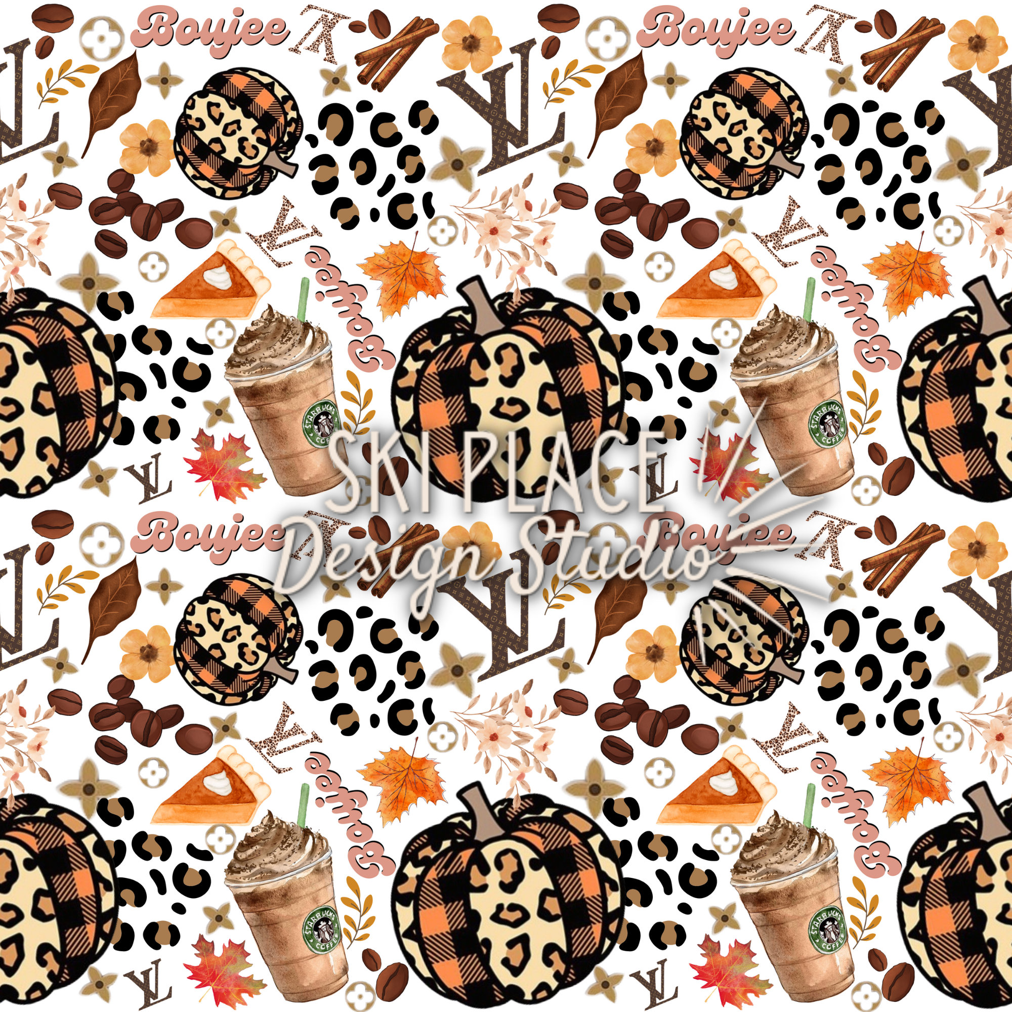 Boujee Fall Seamless File, Leopard Seamless, Inspired by Pattern, Starbucks, Leopard Pumpkins - Etsy