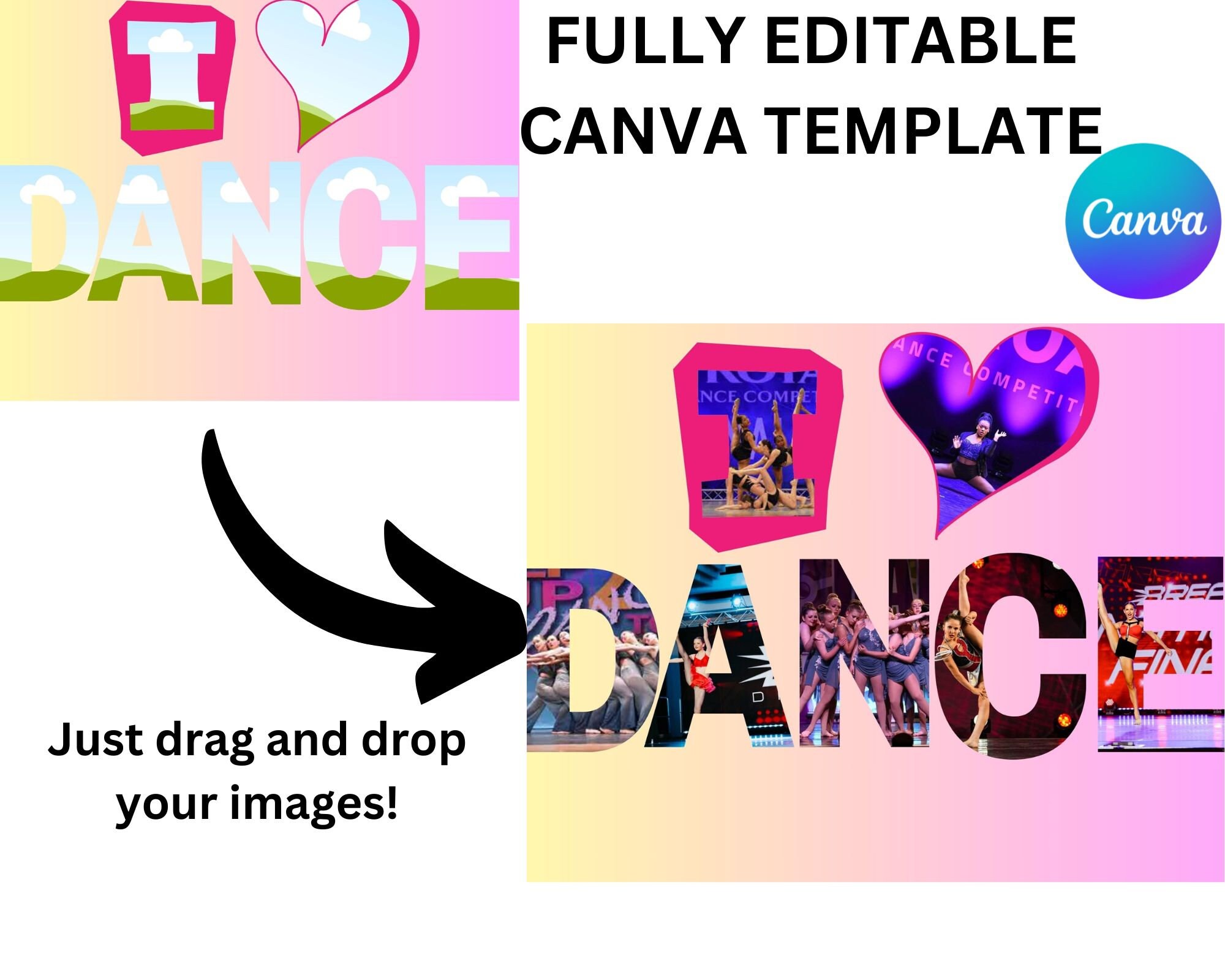 Dance Collage Template| Canva Template, Dance Gift, Dance Decoration ...