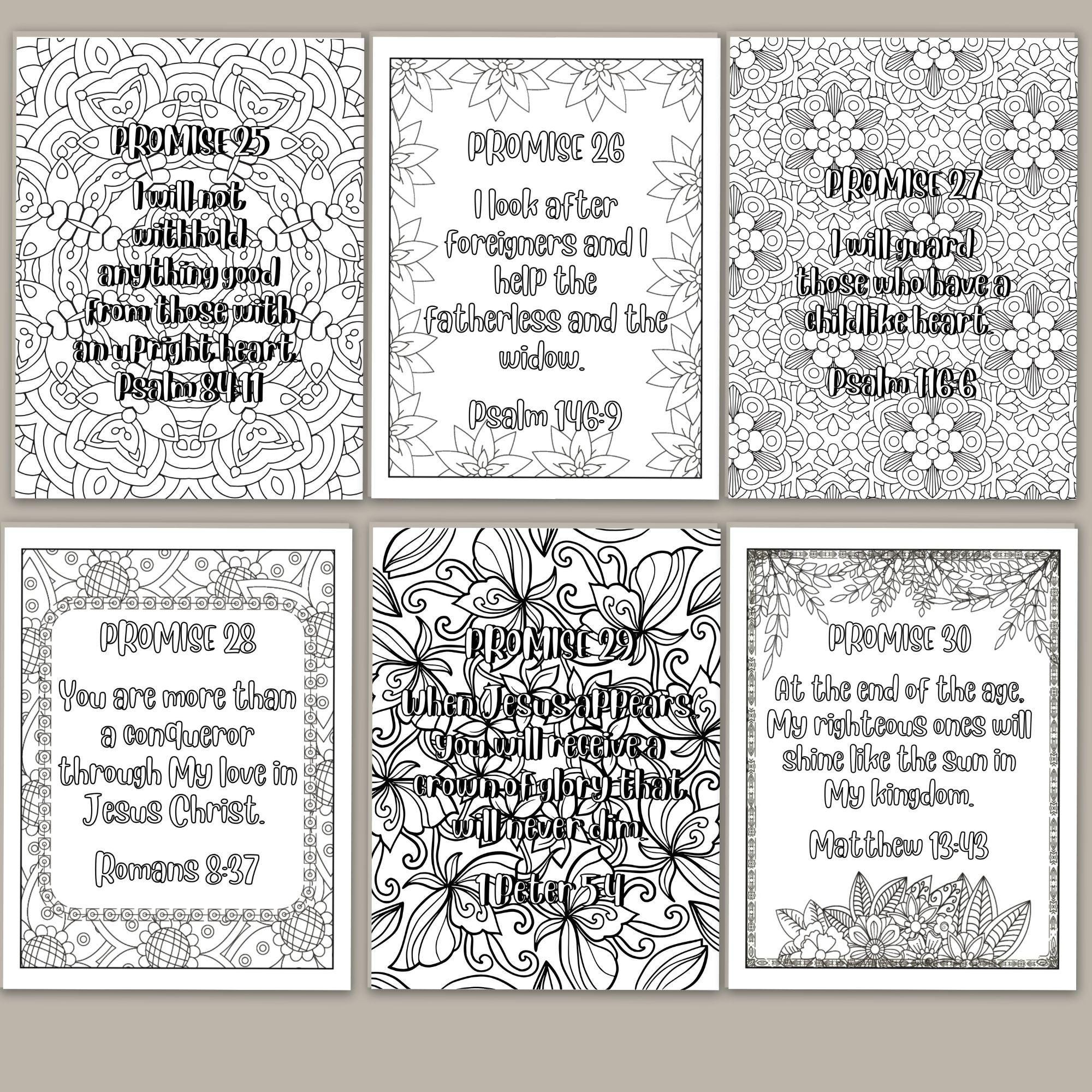 100 Promises of God Coloring Pages: Christian Inspiration (PDF Print ...