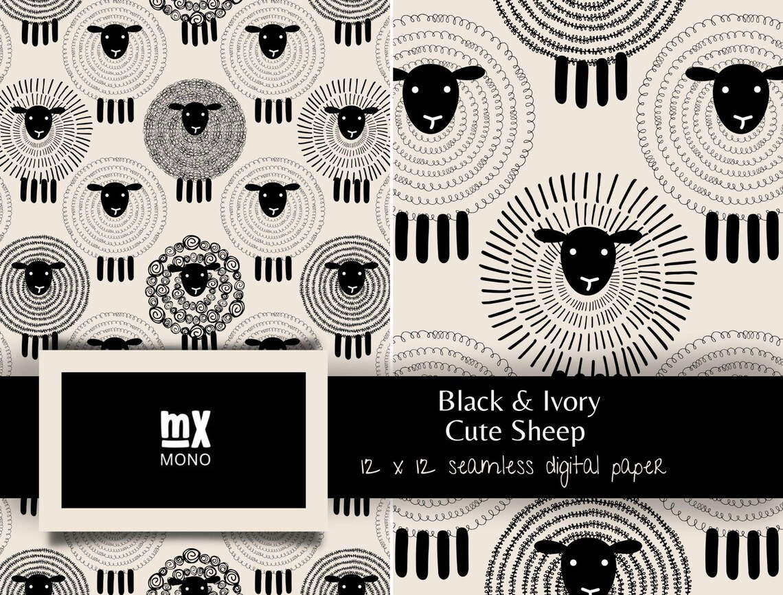 Black & Ivory Sheep Seamless Pattern (digital Download) - Etsy