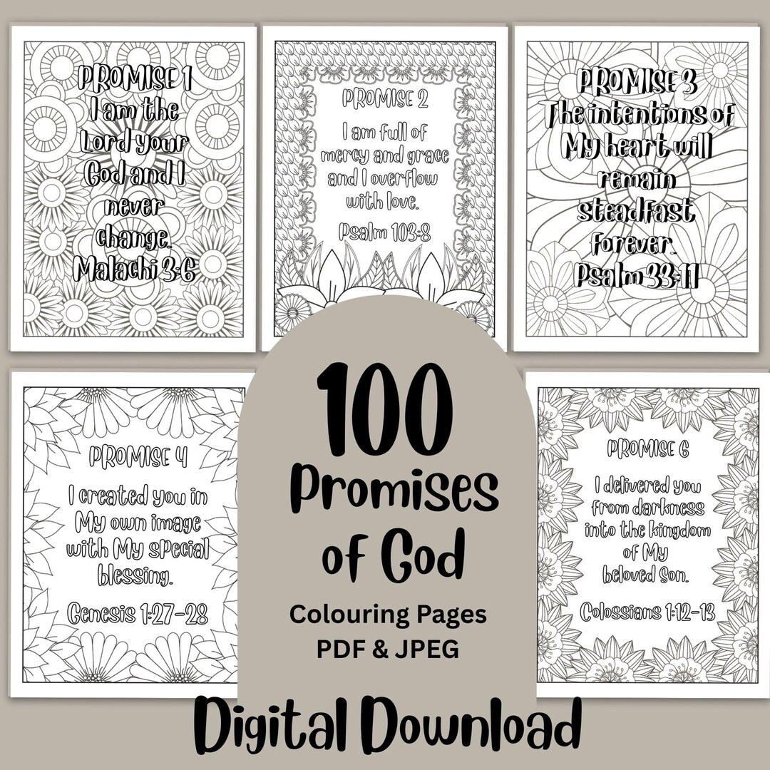100 Promises of God Coloring Pages: Christian Inspiration (PDF Print ...