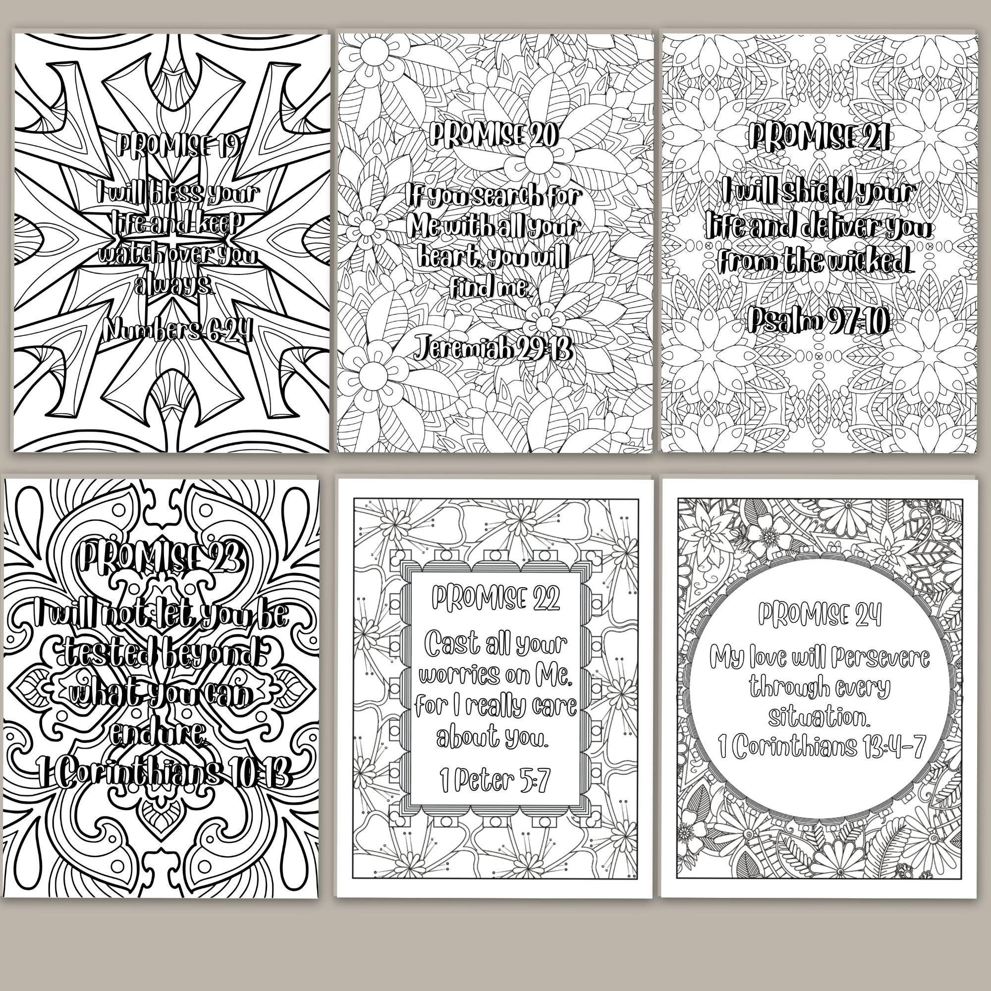 100 Promises of God Coloring Pages: Christian Inspiration (PDF Print ...