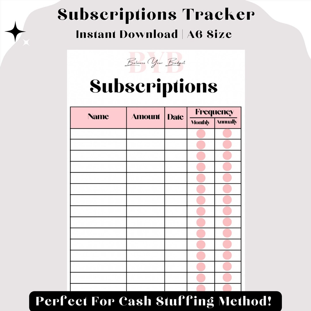 Cash Envelope Tracker Subscriptions Tracker Expense Tracker Budget ...